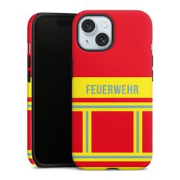 DeinDesign iPhone 15 Handy Panzer Handyh&uuml;lle robuste Outdoor H&uuml;lle Schutzh&uuml;lle matt Fire Fighters Life Saver Fire Fighter Tough Case