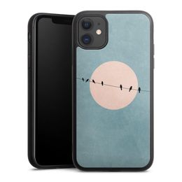 DeinDesign iPhone 11 Handy Gallery Case Handyh&uuml;lle 9H Geh&auml;rtetes Glas R&uuml;ckseite H&uuml;lle Bird Moon Turquoise Gallery Case