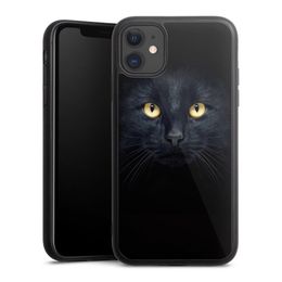 DeinDesign iPhone 11 Handy Gallery Case Handyh&uuml;lle 9H Geh&auml;rtetes Glas R&uuml;ckseite H&uuml;lle Cat Black Eye Gallery Case