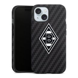 DeinDesign iPhone 15 Handy Panzer Handyh&uuml;lle robuste Outdoor H&uuml;lle Schutzh&uuml;lle matt Borussia M&ouml;nchengladbach Carbon Gladbach Tough Case