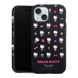 DeinDesign iPhone 15 Handy Panzer Handyh&uuml;lle robuste Outdoor H&uuml;lle Schutzh&uuml;lle matt Hello Kitty Merchandise Kindheit Tough Case