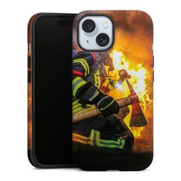 DeinDesign iPhone 15 Handy Panzer Handyh&uuml;lle robuste Outdoor H&uuml;lle Schutzh&uuml;lle matt Life Saver Fire Fighters Fire Tough Case