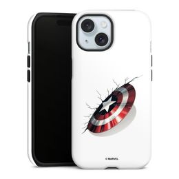 DeinDesign iPhone 15 Handy Panzer Handyh&uuml;lle robuste Outdoor H&uuml;lle Schutzh&uuml;lle matt Captain America Official Licensed Product Marvel Tough Case