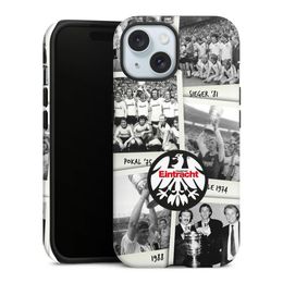 DeinDesign iPhone 15 Handy Panzer Handyh&uuml;lle robuste Outdoor H&uuml;lle Schutzh&uuml;lle matt Retro Official Licensed Product Eintracht Frankfurt Tough Case