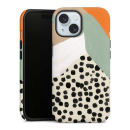 DeinDesign iPhone 15 Handy Panzer Handyh&uuml;lle robuste Outdoor H&uuml;lle Schutzh&uuml;lle matt Abstract Boho Kunst Tough Case