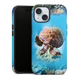 DeinDesign iPhone 15 Handy Panzer Handyh&uuml;lle robuste Outdoor H&uuml;lle Schutzh&uuml;lle matt Ocean Turtle Animals Tough Case