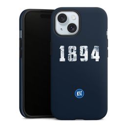 DeinDesign iPhone 15 Handy Panzer Handyh&uuml;lle robuste Outdoor H&uuml;lle Schutzh&uuml;lle matt Karlsruher Sc Ksc Bundesliga Tough Case