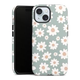 DeinDesign iPhone 15 Handy Panzer Handyh&uuml;lle robuste Outdoor H&uuml;lle Schutzh&uuml;lle matt Daisy Muster Flowers Tough Case