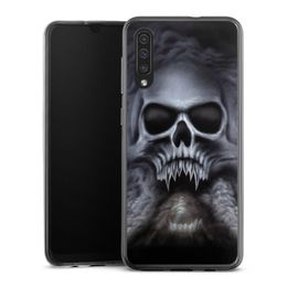 DeinDesign Galaxy A50 Handy Silikon H&uuml;lle Case transparent Handyh&uuml;lle Halloween Totenkopf Skull Silikon Case