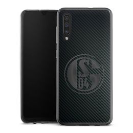 DeinDesign Galaxy A50 Handy Silikon H&uuml;lle Case transparent Handyh&uuml;lle Fc Schalke 04 Metallic Look Carbon Silikon Case