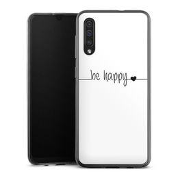DeinDesign Galaxy A50 Handy Silikon H&uuml;lle Case transparent Handyh&uuml;lle Statement Happiness Sayings Silikon Case