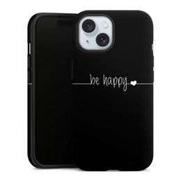DeinDesign iPhone 15 Handy Panzer Handyh&uuml;lle robuste Outdoor H&uuml;lle Schutzh&uuml;lle matt Happiness Statement Sayings Tough Case