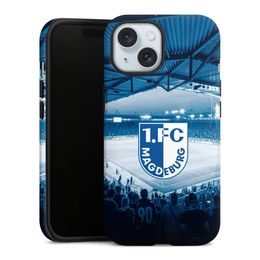 DeinDesign iPhone 15 Handy Panzer Handyh&uuml;lle robuste Outdoor H&uuml;lle Schutzh&uuml;lle matt Stadium 1. Fcm 1. Fc Magdeburg Tough Case