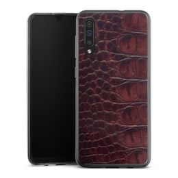 DeinDesign Galaxy A50 Handy Silikon H&uuml;lle Case transparent Handyh&uuml;lle Leather Crocodile Animal Print Silikon Case