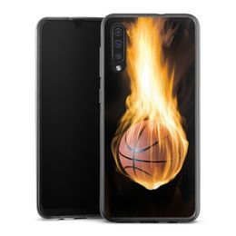 DeinDesign Galaxy A50 Handy Silikon H&uuml;lle Case transparent Handyh&uuml;lle Sports Basketball Fire Silikon Case