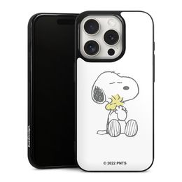 DeinDesign iPhone 15 Pro Handy Silikon H&uuml;lle Case schwarz Handyh&uuml;lle Snoopy Love Peanuts