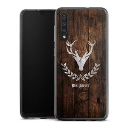 DeinDesign Galaxy A50 Handy Silikon H&uuml;lle Case transparent Handyh&uuml;lle Wooden Look Deer Wood Silikon Case