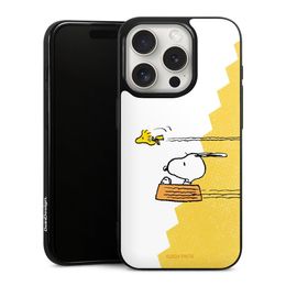 DeinDesign iPhone 15 Pro Handy Silikon H&uuml;lle Case schwarz Handyh&uuml;lle Snoopy Peanuts Children
