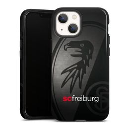 DeinDesign iPhone 13 Mini Handy Panzer Handyh&uuml;lle robuste Outdoor H&uuml;lle Schutzh&uuml;lle gl&auml;nzend Official Licensed Product Sc Freiburg Metallic Look Tough Case