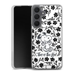 DeinDesign Galaxy S25 FE Handy Slim Case Silikon Handyh&uuml;lle transparent H&uuml;lle extra d&uuml;nn Peanuts Flowers Snoopy Silikon Slim Case