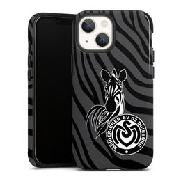DeinDesign iPhone 13 Mini Handy Panzer Handyh&uuml;lle robuste Outdoor H&uuml;lle Schutzh&uuml;lle gl&auml;nzend Zebra Msv Duisburg Muster Tough Case