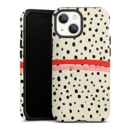 DeinDesign iPhone 13 Mini Handy Panzer Handyh&uuml;lle robuste Outdoor H&uuml;lle Schutzh&uuml;lle gl&auml;nzend Stripes Points Kunst Tough Case
