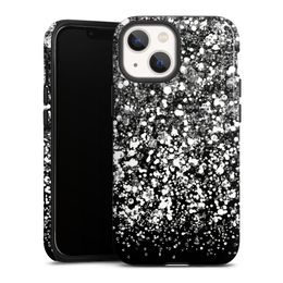 DeinDesign iPhone 13 Mini Handy Panzer Handyh&uuml;lle robuste Outdoor H&uuml;lle Schutzh&uuml;lle gl&auml;nzend Muster Snowflake Glitzer Tough Case