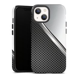 DeinDesign iPhone 13 Mini Handy Panzer Handyh&uuml;lle robuste Outdoor H&uuml;lle Schutzh&uuml;lle gl&auml;nzend Steel Metall Carbon Tough Case