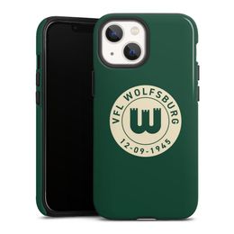 DeinDesign iPhone 13 Mini Handy Panzer Handyh&uuml;lle robuste Outdoor H&uuml;lle Schutzh&uuml;lle gl&auml;nzend 80 Jahre Vfl Wolfsburg Official Licensed Product Tough Case
