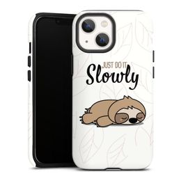 DeinDesign iPhone 13 Mini Handy Panzer Handyh&uuml;lle robuste Outdoor H&uuml;lle Schutzh&uuml;lle gl&auml;nzend Animals Sloth Lazy Sunday Tough Case