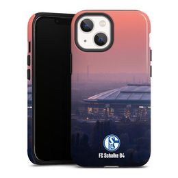 DeinDesign iPhone 13 Mini Handy Panzer Handyh&uuml;lle robuste Outdoor H&uuml;lle Schutzh&uuml;lle gl&auml;nzend Fc Schalke 04 Official Licensed Product Stadium Tough Case