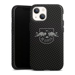 DeinDesign iPhone 13 Mini Handy Panzer Handyh&uuml;lle robuste Outdoor H&uuml;lle Schutzh&uuml;lle gl&auml;nzend Rb Leipzig Carbon Metallic Look Tough Case