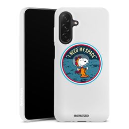 DeinDesign Galaxy A26 Handy Silikon H&uuml;lle Case wei&szlig; Handyh&uuml;lle Peanuts Weltall Snoopy Silikon Case