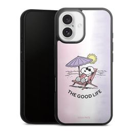 DeinDesign iPhone 16 Handy Gallery Case Handyh&uuml;lle 9H Geh&auml;rtetes Glas R&uuml;ckseite H&uuml;lle Snoopy Official Licensed Product Peanuts Gallery Case