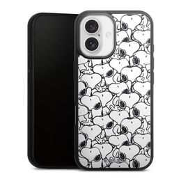 DeinDesign iPhone 16 Handy Gallery Case Handyh&uuml;lle 9H Geh&auml;rtetes Glas R&uuml;ckseite H&uuml;lle Peanuts Snoopy Muster Gallery Case