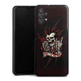 DeinDesign Galaxy A32 5G Handy Silikon H&uuml;lle Case schwarz Handyh&uuml;lle Rock Totenkopf Music