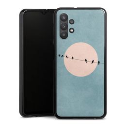 DeinDesign Galaxy A32 5G Handy Silikon H&uuml;lle Case schwarz Handyh&uuml;lle Turquoise Bird Moon