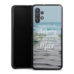 DeinDesign Galaxy A32 5G Handy Silikon H&uuml;lle Case schwarz Handyh&uuml;lle Statement Beach Spruch