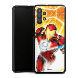 DeinDesign Galaxy A32 5G Handy Silikon H&uuml;lle Case schwarz Handyh&uuml;lle Fire Iron Man Marvel