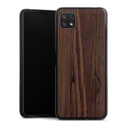DeinDesign Galaxy A22 5G Handy Silikon H&uuml;lle Case schwarz Handyh&uuml;lle Nut Tree Wooden Look Wood
