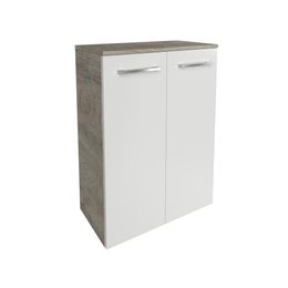 Fackelmann Midischrank 'B.Style' 60,2 x 82,6 x 32 cm Nature Oak, wei&szlig; mit W&auml;schekorb
