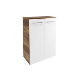 Fackelmann Midischrank 'Verona' Nussbaum, wei&szlig; 60,2 x 82,6 x 32 cm mit W&auml;schekorb