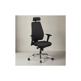 KADIMA DESIGN B&uuml;rostuhl Schwarz Stoff drehbar mit Kopfst&uuml;tze, Synchronmechanik und Wippfunktion bis 120 kg