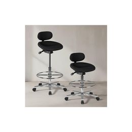 KADIMA DESIGN Arbeitshocker Stoffbezug Schwarz mit R&uuml;ckenlehne, h&ouml;henverstellbar LOUISIANA