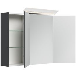 Posseik Spiegelschrank 120cm inkl. Design LED-Lampe und Glasb&ouml;den weiss hochglanz