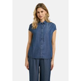 Milano Italy Damen Blusentop, blau, Gr. 36, unifarben, Web, Material: 100% Lyocell, Blusen