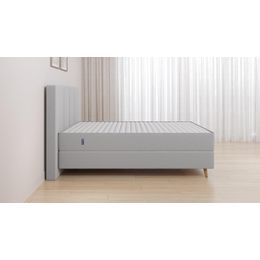 BRUNO Boxspringbett Premium 240x200cm in Hellgrau | Matratzen-H&auml;rtegrad: Links H2 / Rechts H3 | mehrfach ausgezeichnet in Design & Qualit&auml;t