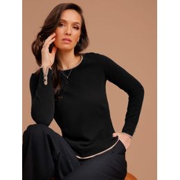 Damen Wollpullover "Merino-Pullover", schwarz, Gr. 36, CREATION L PREMIUM, gemustert, unifarben, 100% Wolle, Pullover