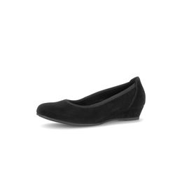 Gabor Damen Pumps, Gr. 37,5, schwarz, Ziegenveloursleder, Schuhe, Keilabsatz, Businesschuh, komfortabler Elastikeinfass, Weite G (weit)