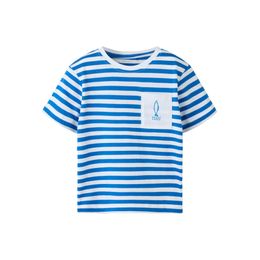 name it Jungen T-Shirt "NMMJESPER SS NREG TOP BOX PB"nautical blau, Gr. 104, geringelt, gestreift, Jersey, Obermaterial: 100% Baumwolle, Shirts